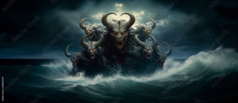 Revelation's Apocalyptic Beast: Depiction of the Seven-Headed, Ten ...