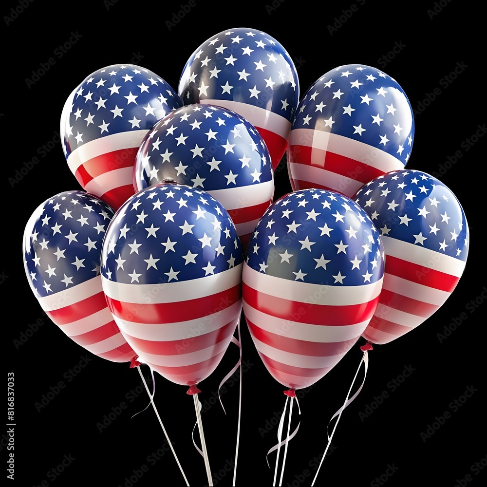 American flag balloons on transparent background Stock Illustration ...