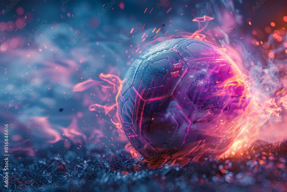 Dynamic 4k wallpaper of a soccer ball with a fiery, neon glow ...