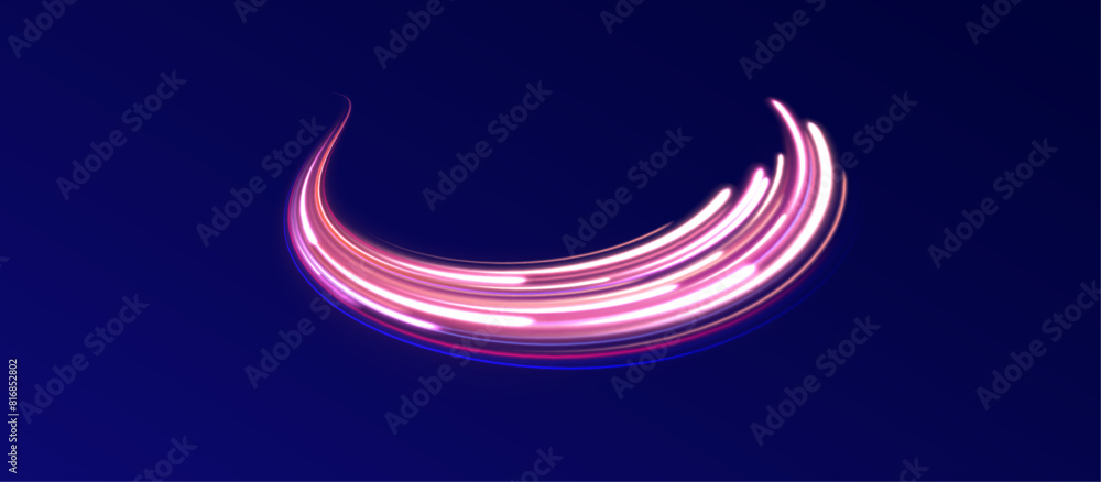 City road car light trails motion background. Neon color blurred ...