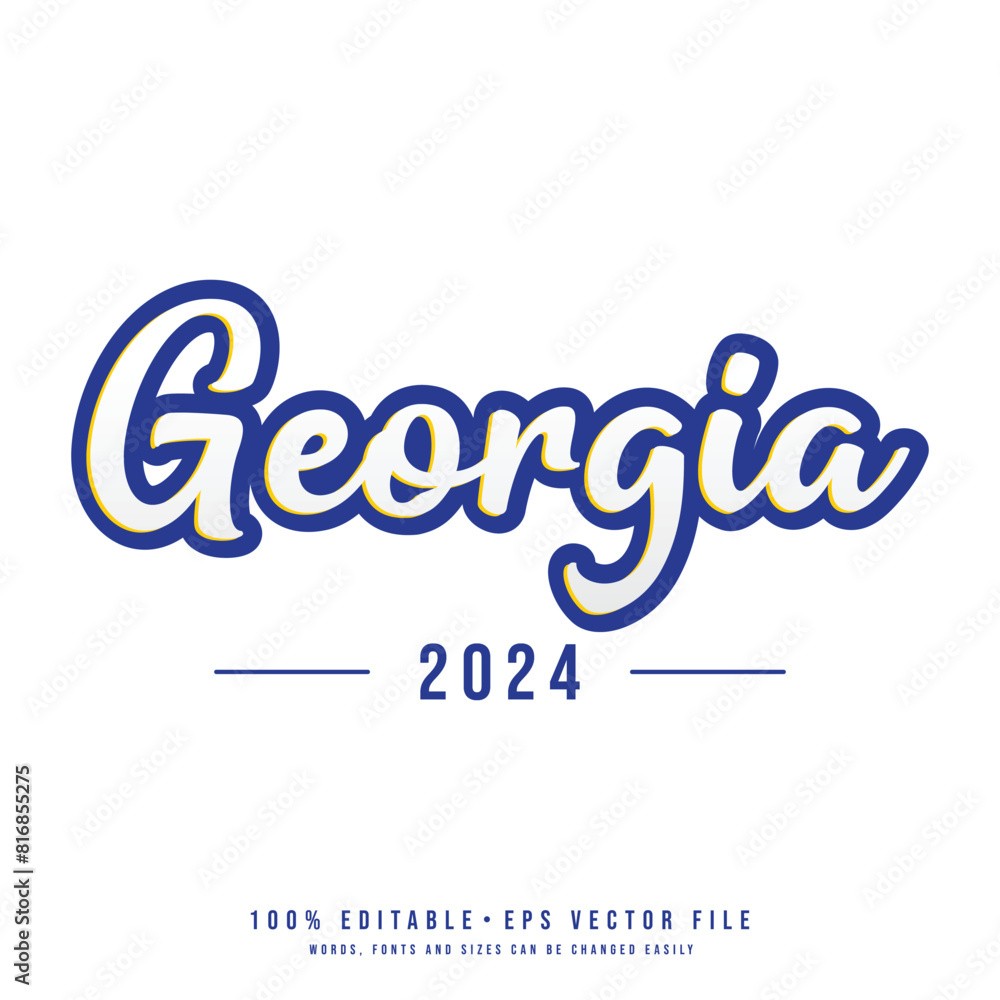 Georgia text effect vector illustration. Editable college t-shirt ...