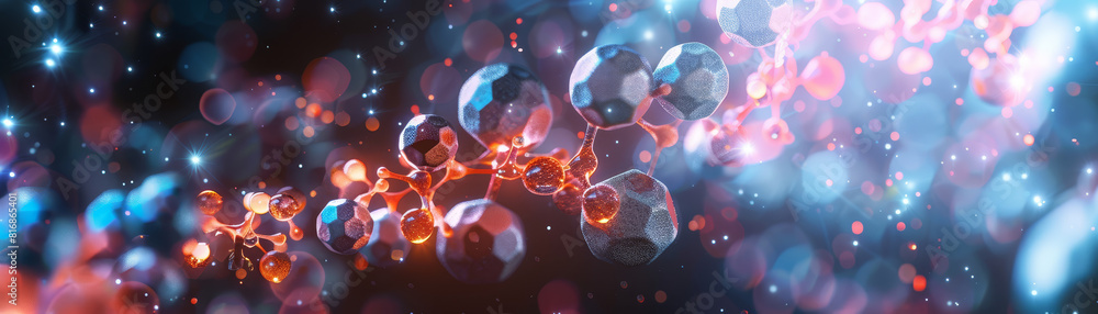 A Detailed 3d Rendering Of A Complex Molecular Structure With Colorful