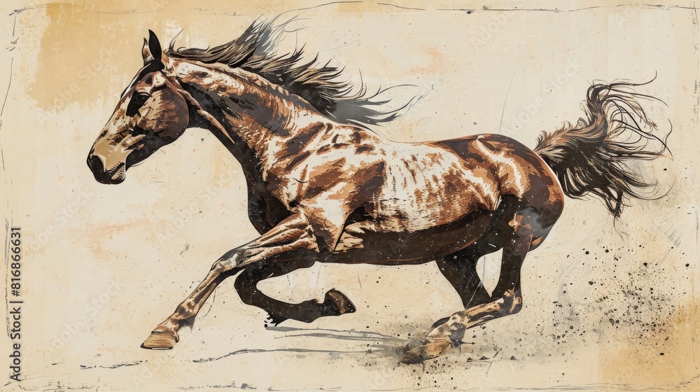 Equine Biography: Majestic Horse Profile - Side View Illustration with ...