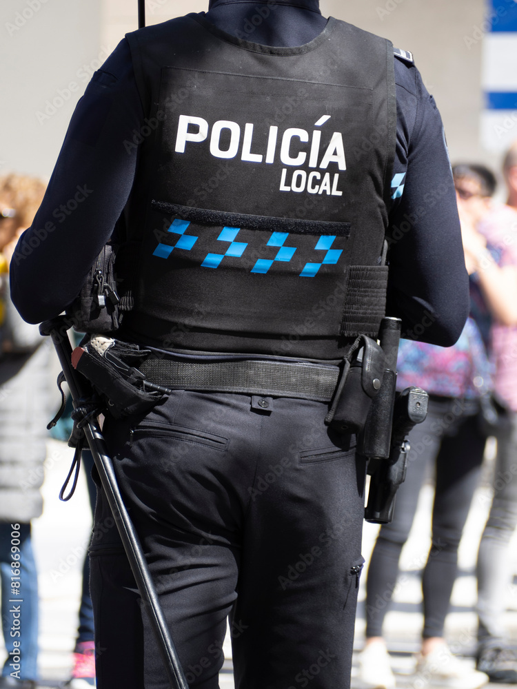 Formation of Spanish police squads with the emblem of the "Local Police ...
