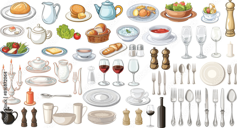 This comprehensive vector dinnerware set is your all-in-one solution ...