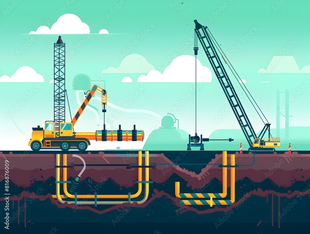 Underground Piping Installation via Drilling Rig A Modern Industrial ...