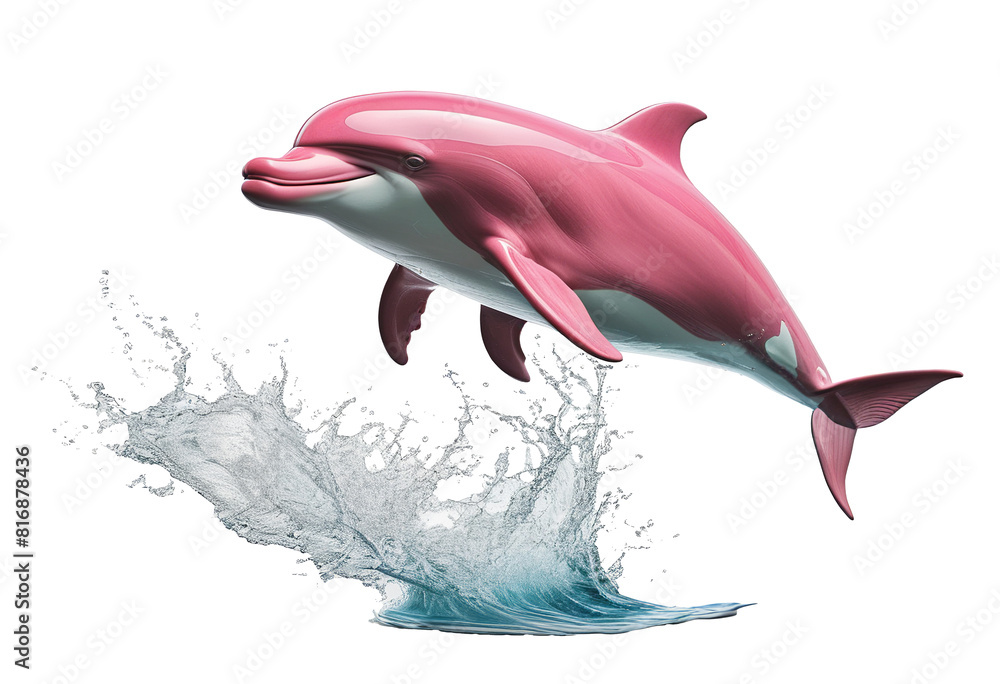 Vibrant Pink Dolphin Design for Marine-Themed Projects on transparent ...