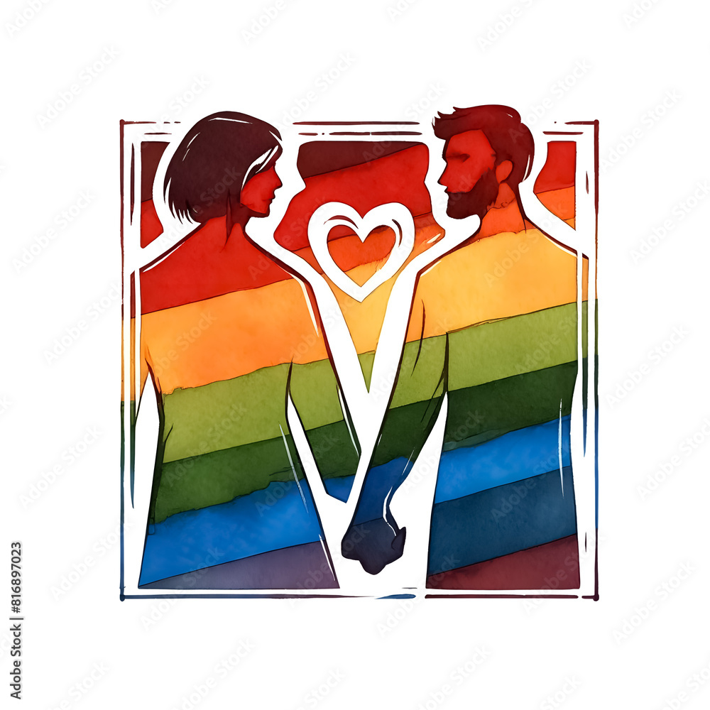 An illustration for pride month, Diverse couples holding hands ...
