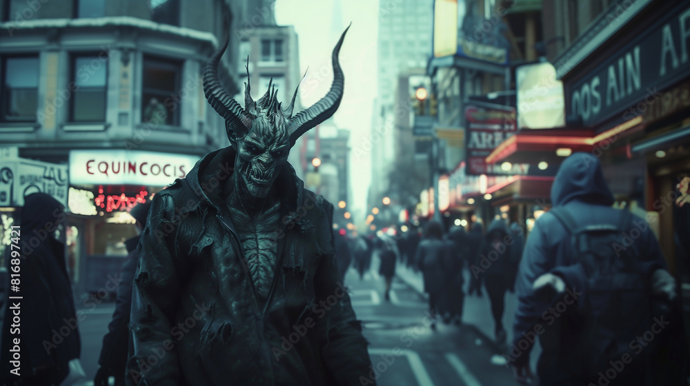 Demonio caminando en la calle hecho con inteligencia artificial Stock ...