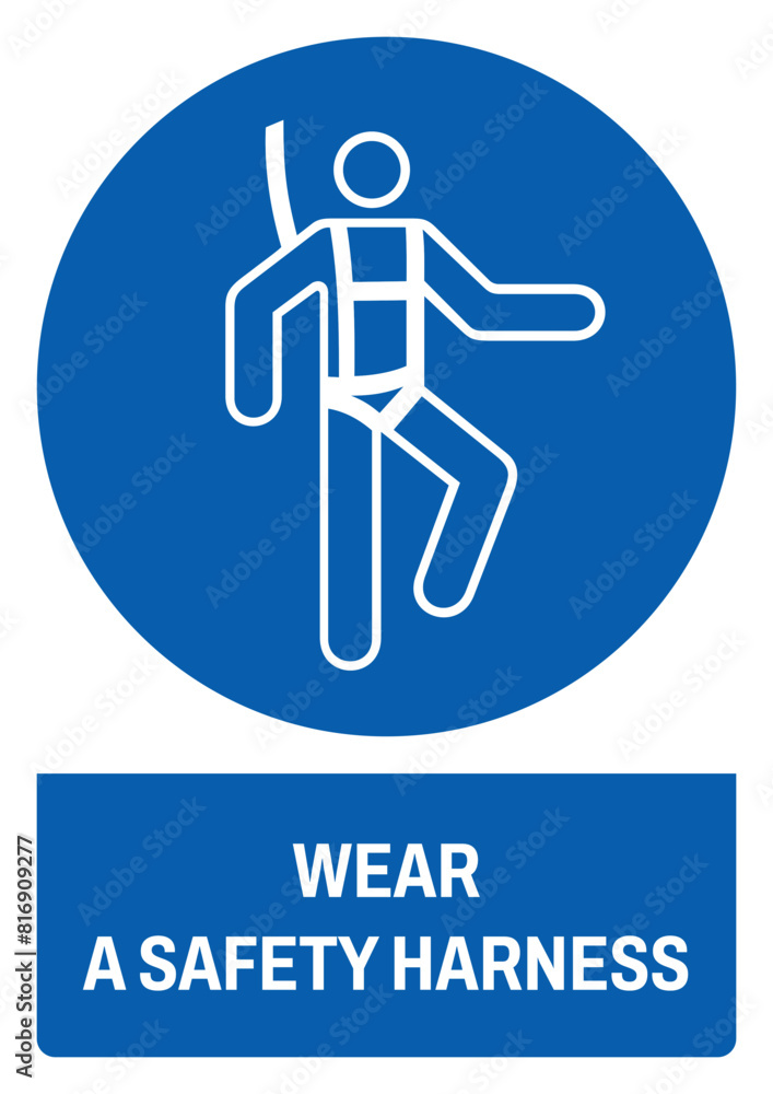 ISO mandatory safety signs_wear a safety harness size a4/a3/a2/a1 Stock ...