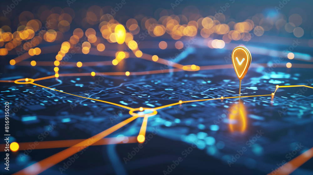 A digital representation of a map highlighting various interconnected ...