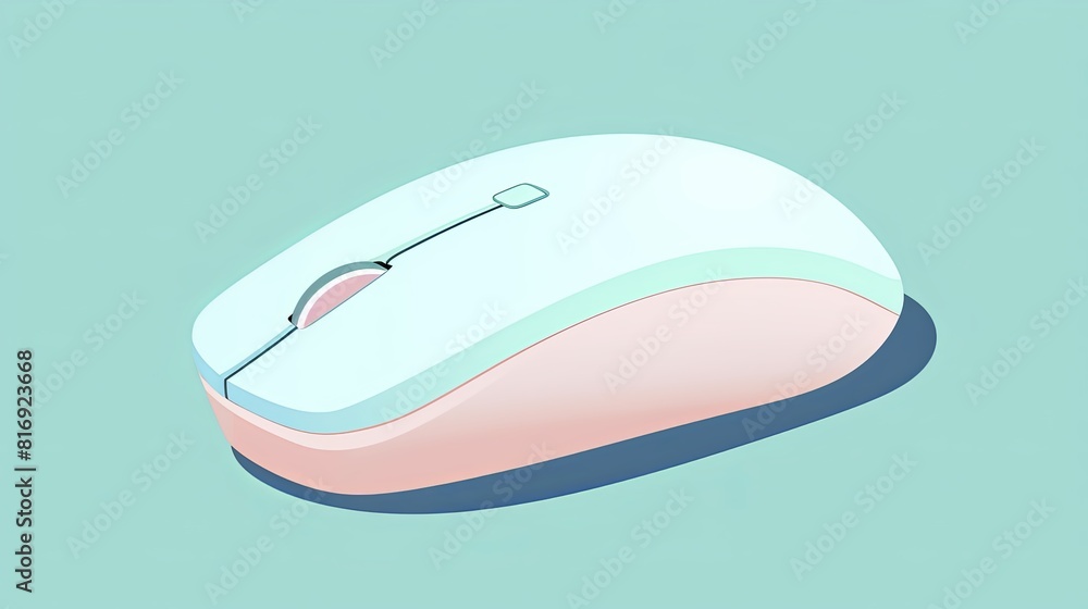 Modern wireless computer mouse in pastel colors. Light mint and pink ...
