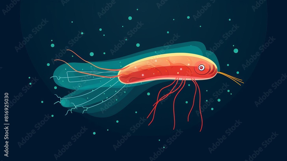 Sparse plankton swarm flat design side view microscopic marine life ...