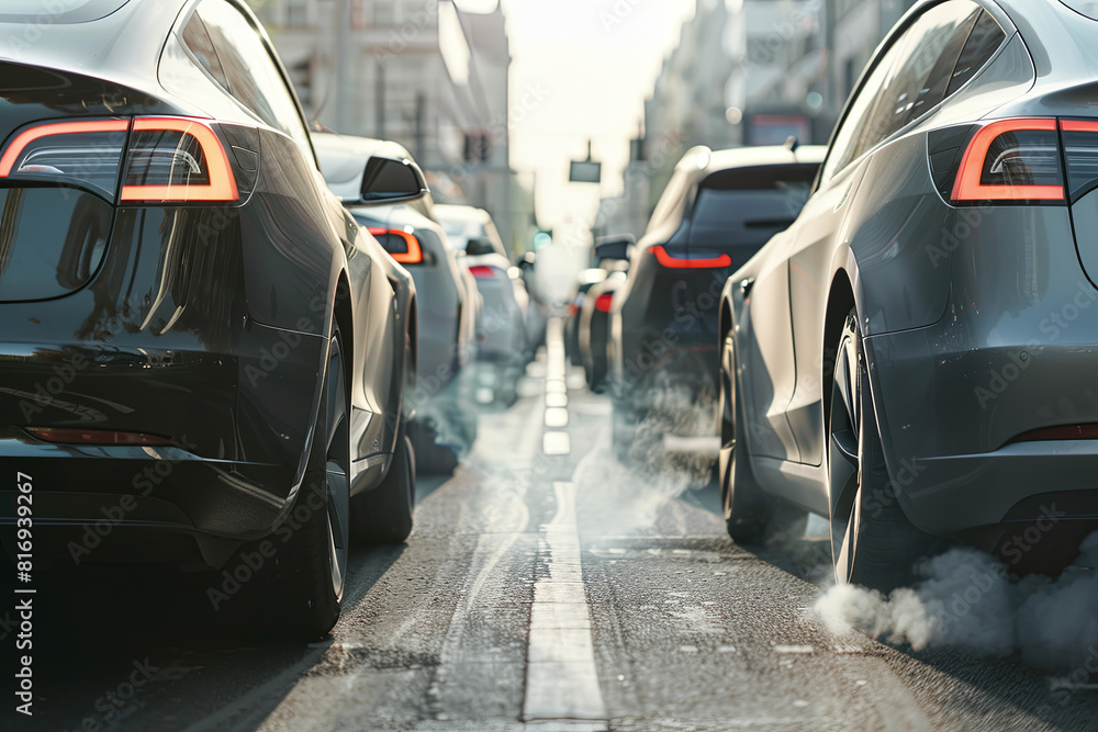 Visual comparison of pollution produced by traditional cars and the ...