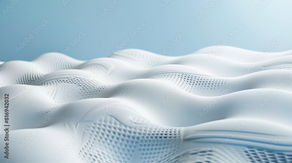 Abstract smooth wavy surface with embossed and perforated textures in a ...