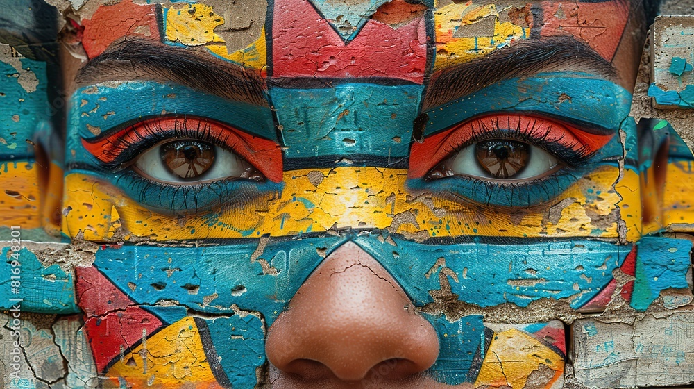 brick wall with a piece of street art that has celebrated diversity and ...