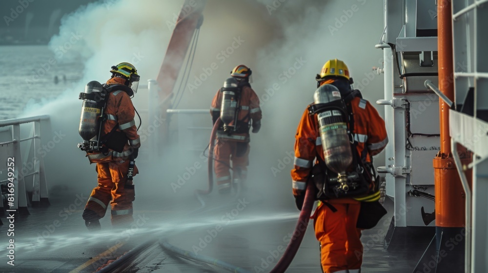 Capture firefighters using advanced suppression systems to extinguish ...