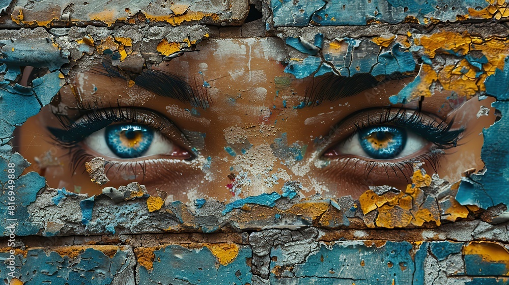 brick wall with a piece of street art that has become a symbol of hope ...