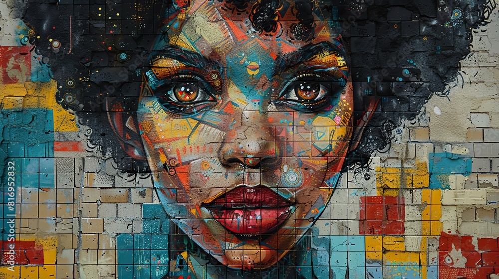 brick wall with a piece of street art that has been used to promote ...