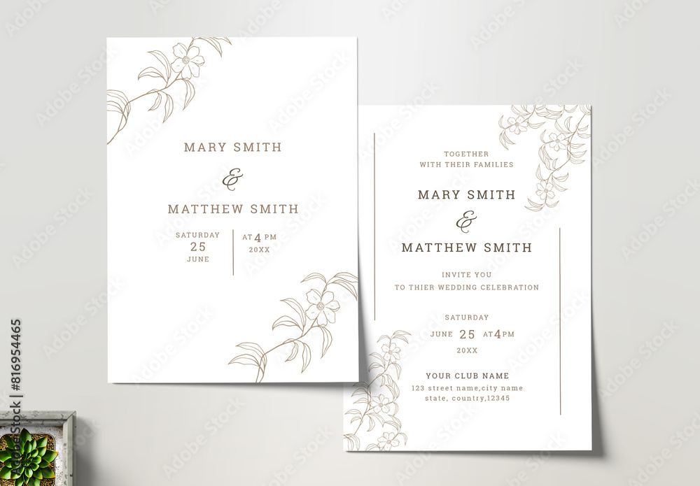 Wedding Invitation Card Layout Stock Template | Adobe Stock