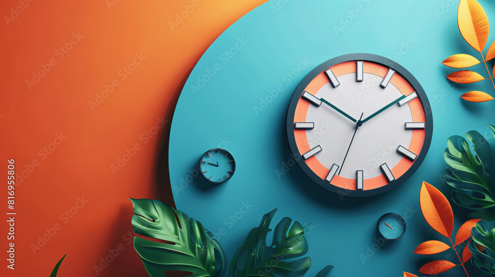 Time Management Blue and Gold Clock with Starry Background for Deadline ...