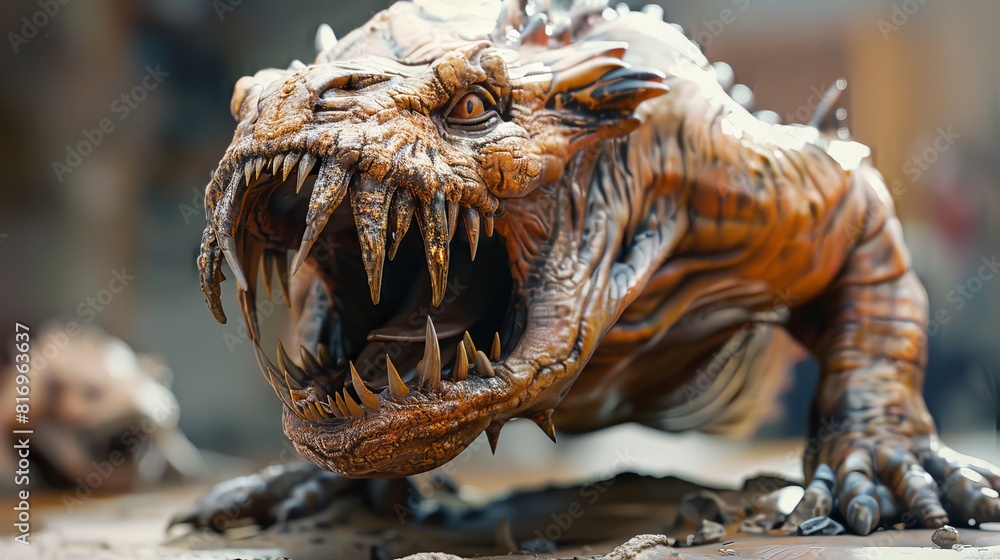 The terrifying monster looks like a cross between a lion and a hyena ...