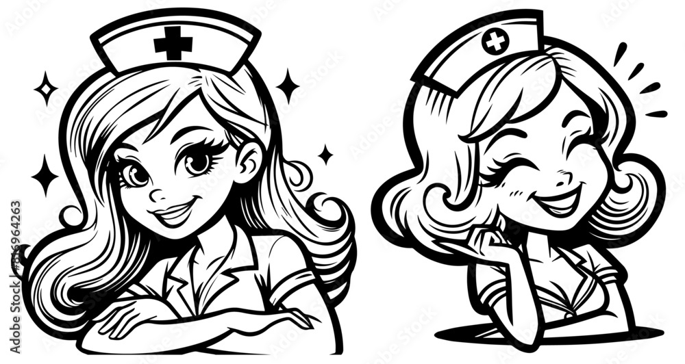 pinup girl, beauty pin-up woman vintage style black and white vector with transparent background ...