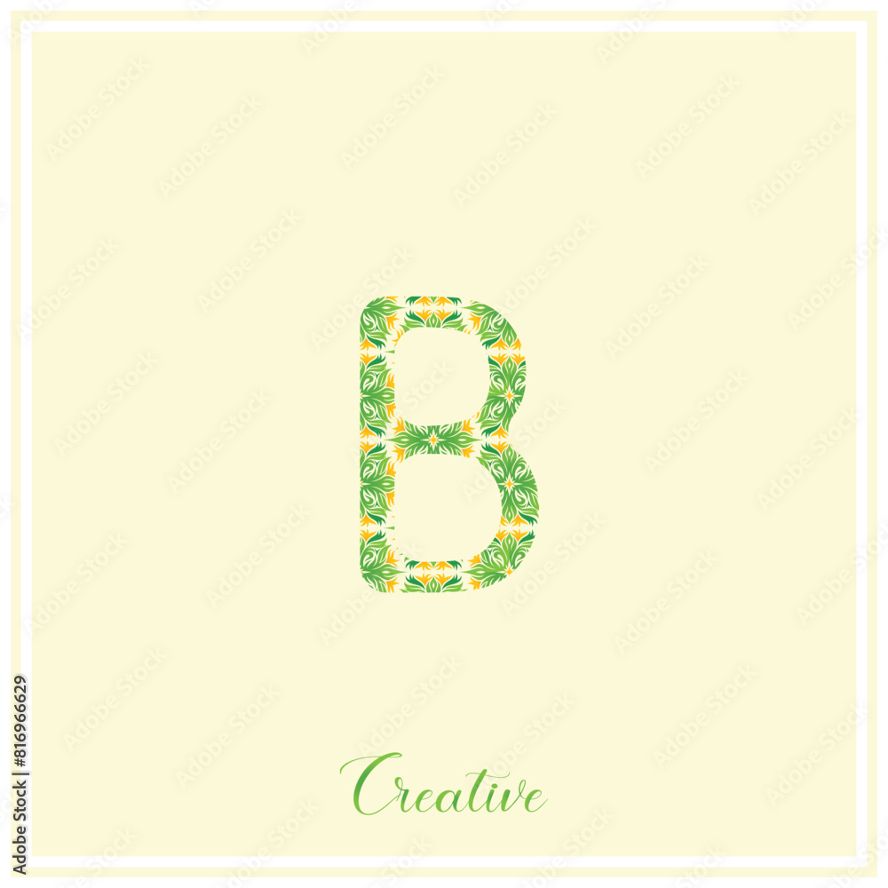 B Natural Creative Green Logo. Latter Logo design. Vector Illustration ...