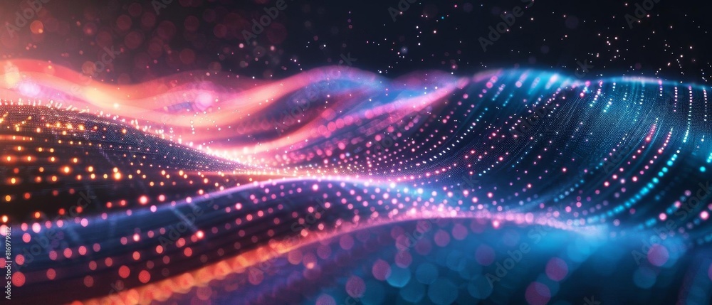 The eighth image features a digital wave pattern made up of interconnected points and lines ...