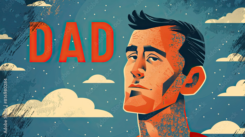 cartoon comic template of super dad or father and child, fathers day ...