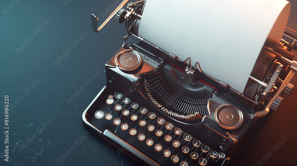 High-resolution mockup of a vintage typewriter featuring keys, a ...