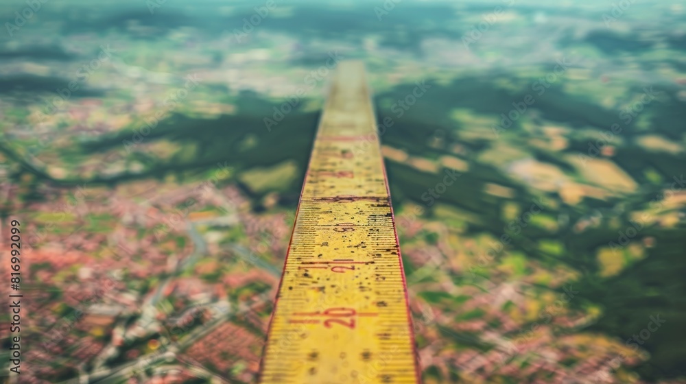 A ruler measuring the distance between two points on a map ...