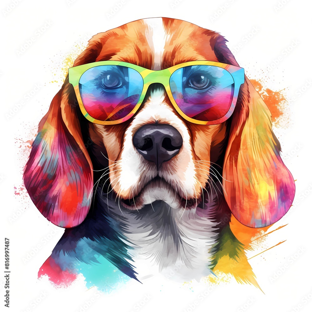 English beagle. Cool dog. Scent Hound clipart. Watercolor illustration ...
