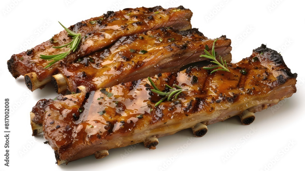 Grilled ribs on a white background. Enjoy the tantalizing sight of ...