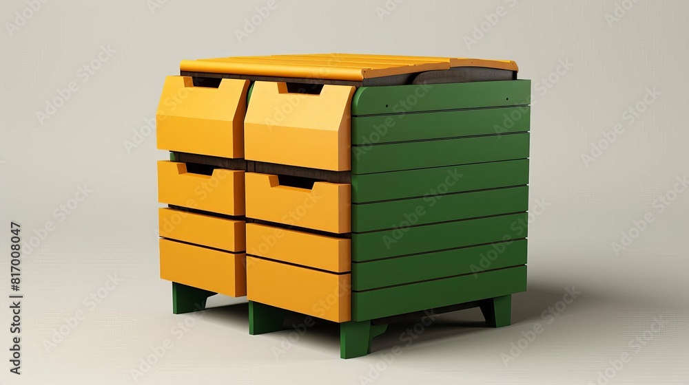 Simplified compost bin flat design side view sustainable living theme ...