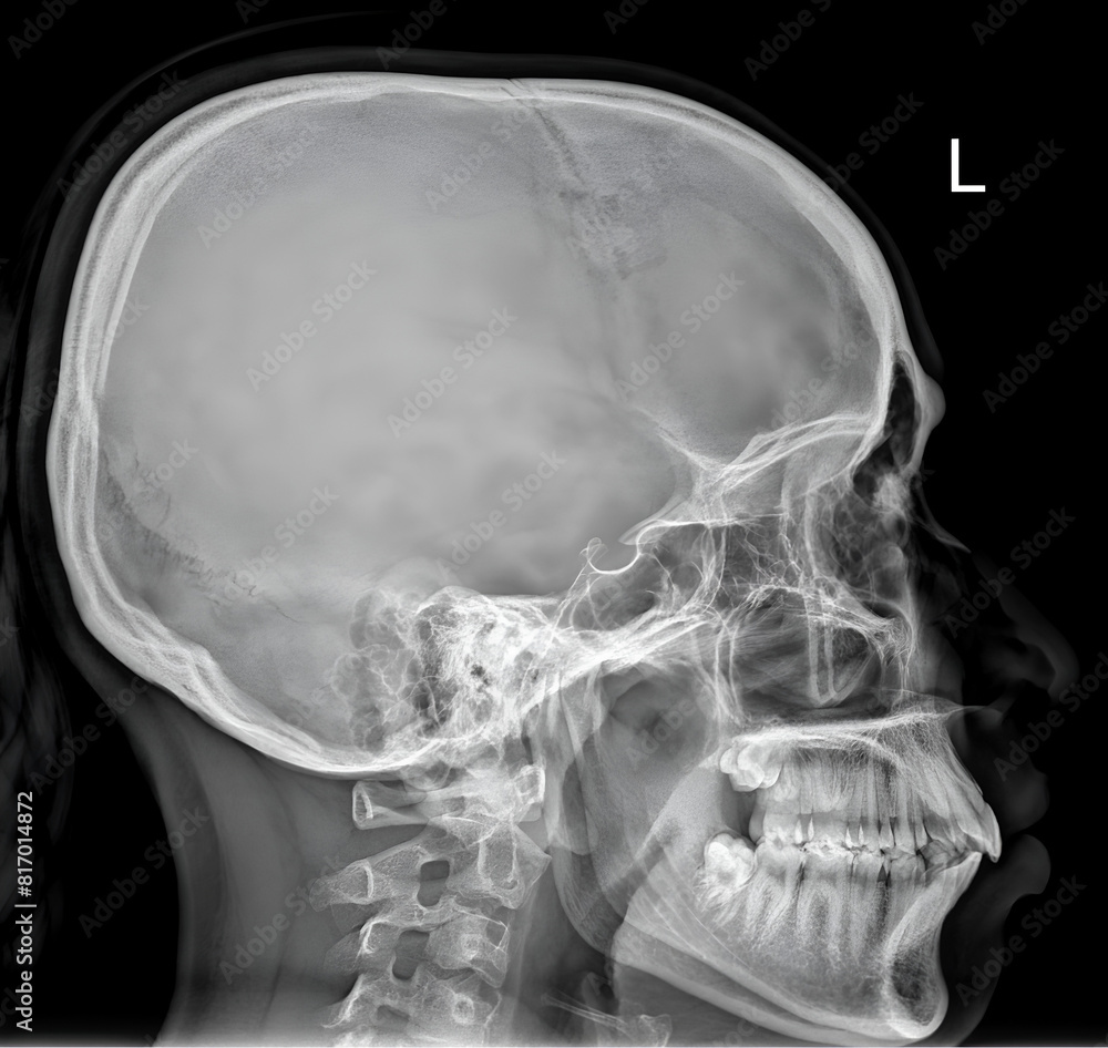 X-ray Image of Human Skull Lateral View for Diagnosis Skull Fracture ...