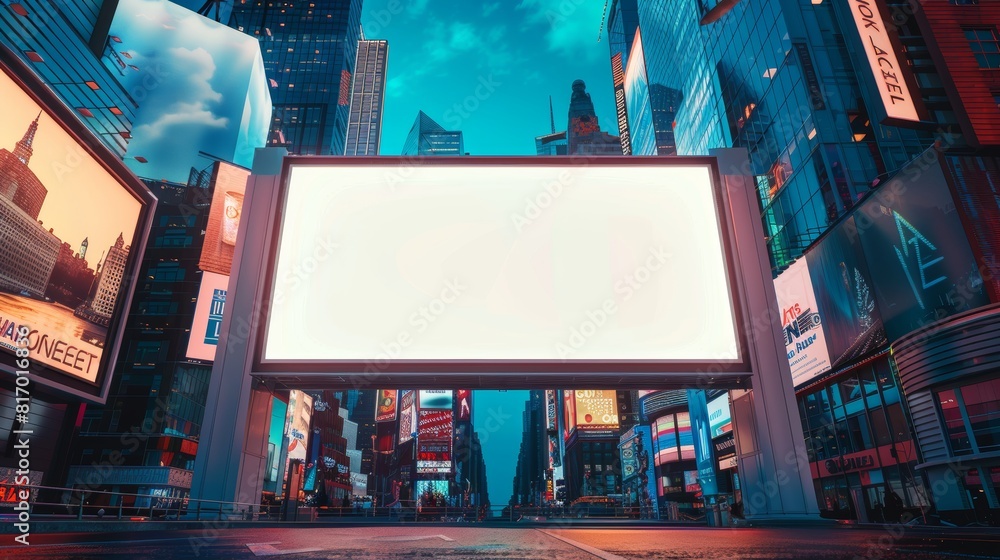 billboard or blank poster, blank white mast banner mockup, front view ...
