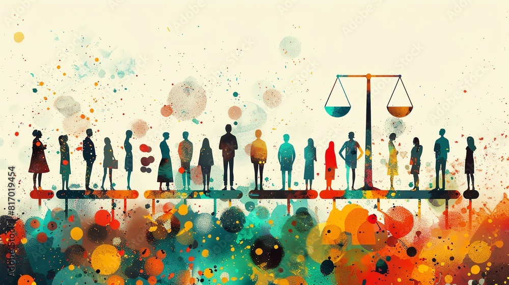 An illustration of people from different demographics standing on equal ...