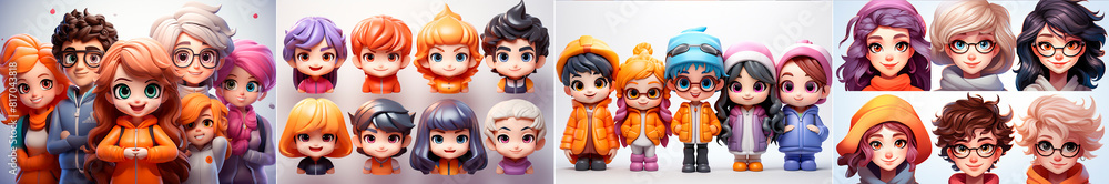 Foto de 4 photos, A set of cartoon characters showing different colors ...