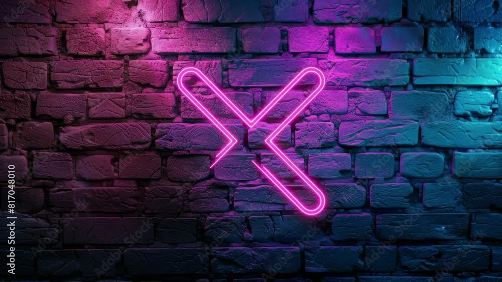 Video footage of Pink glowing Close sign neon icon on brick wall ...