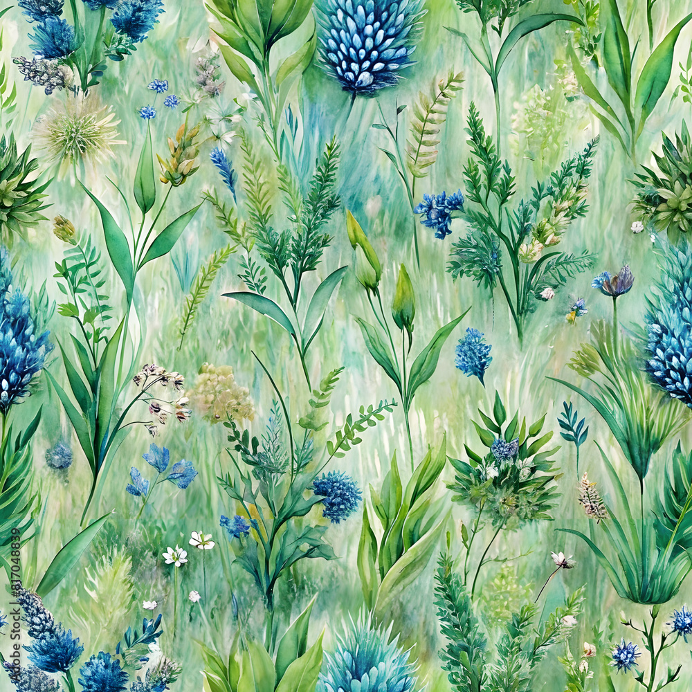 Morning Meadow: Hand-Painted Wildflower Seamless Pattern. Perfect for ...