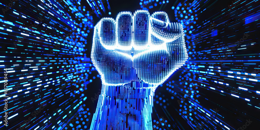 Electric Blue: A computer screen flickers with an iconic image of a ...