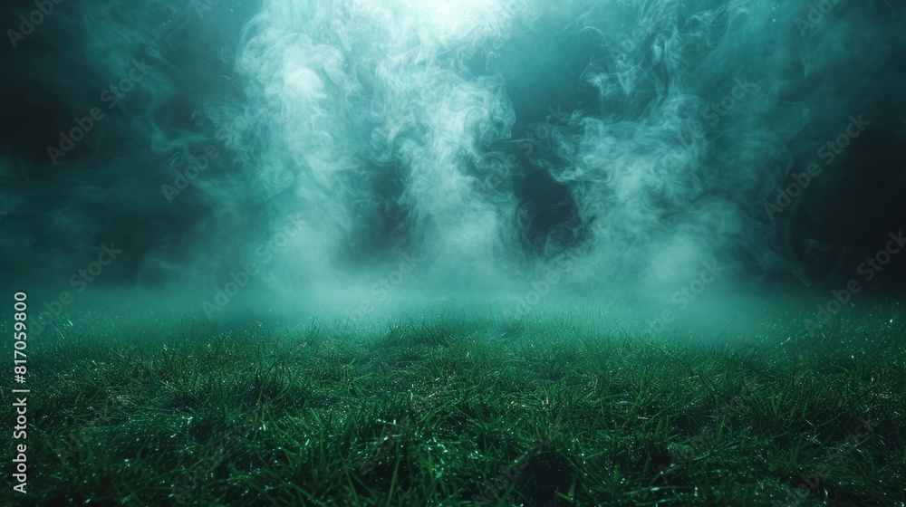 Smoke, green background, dark ground light smell toxic black bad fog ...