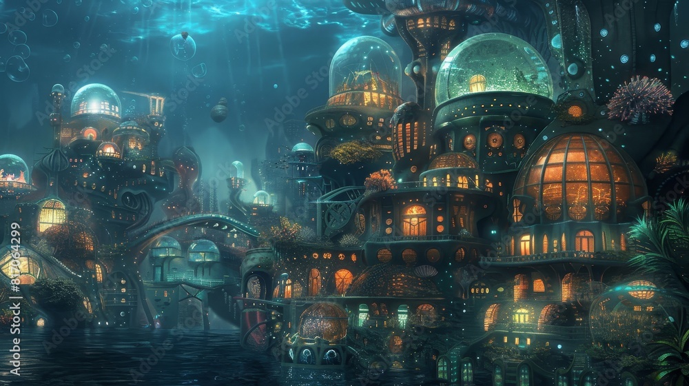 Fantastical cityscape: buildings shaped like seashells coral reefs and ...