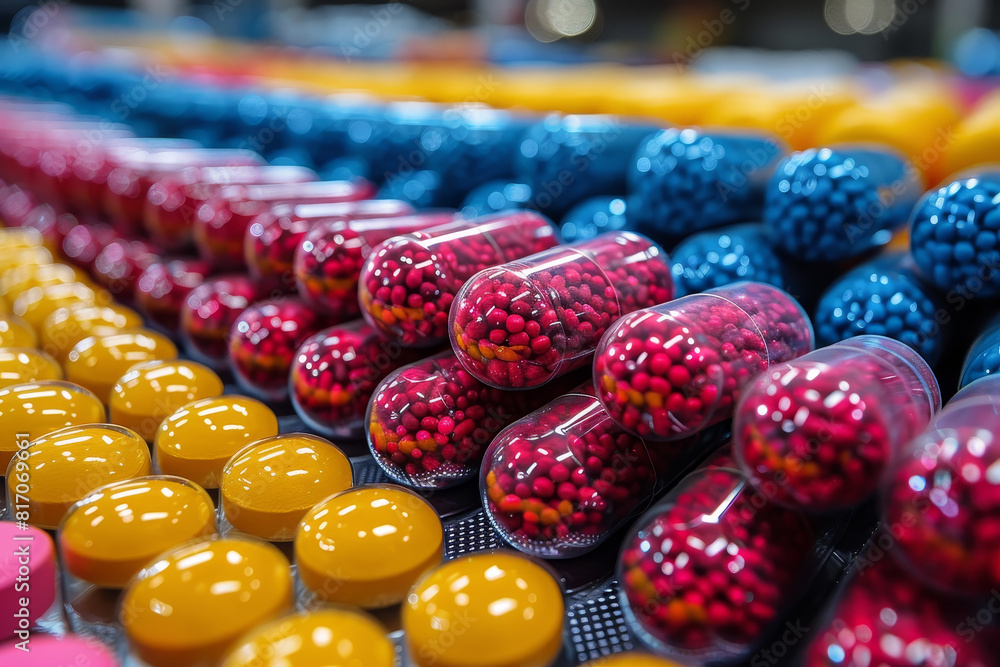Grageas transparentes con bolitas en el interior, ciencia y ...