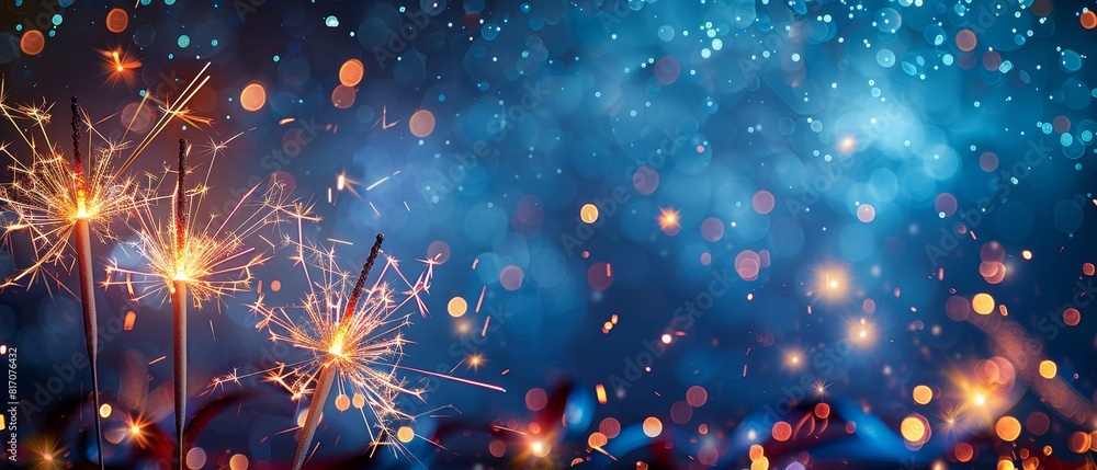 Craft a festive border with sparklers and patriotic ribbons for a ...