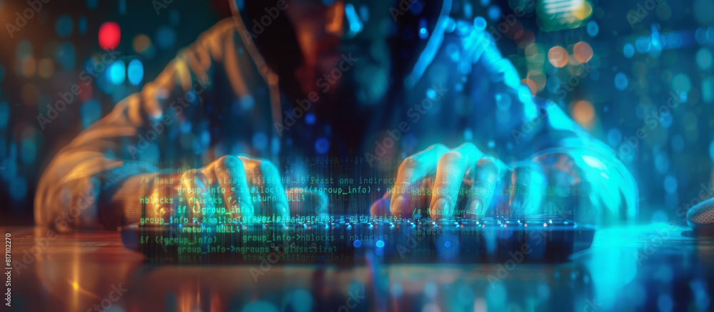 Anonymous Hacker It Engineer Futuristic Typing Prompt Computer Network Cyber Security Digital