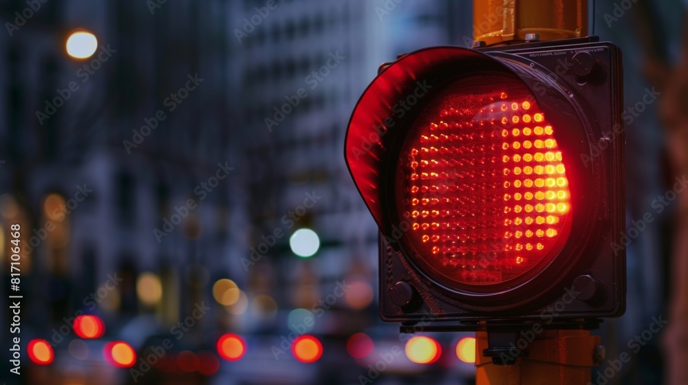 Red traffic light with a countdown timer, indicating how many seconds ...
