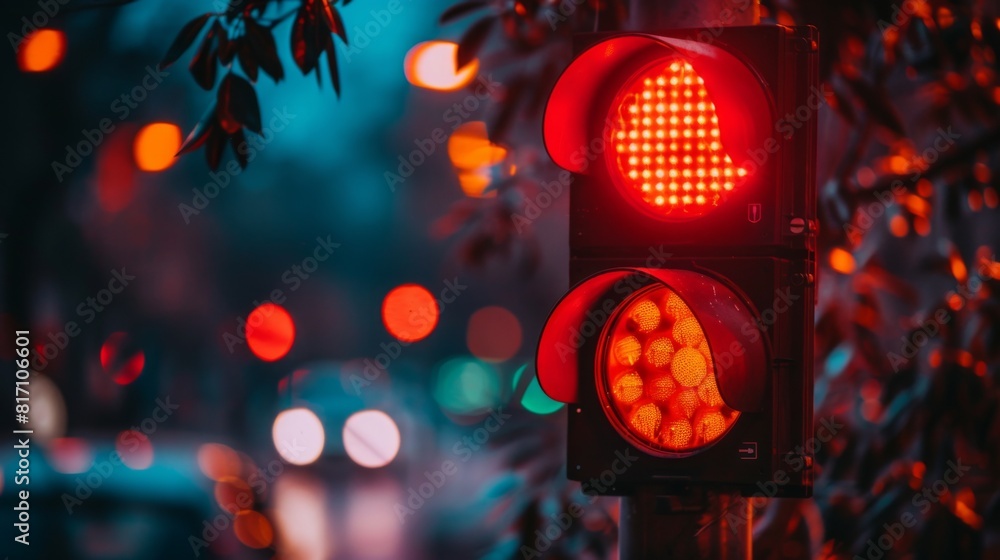Red traffic light with a countdown timer, indicating how many seconds ...