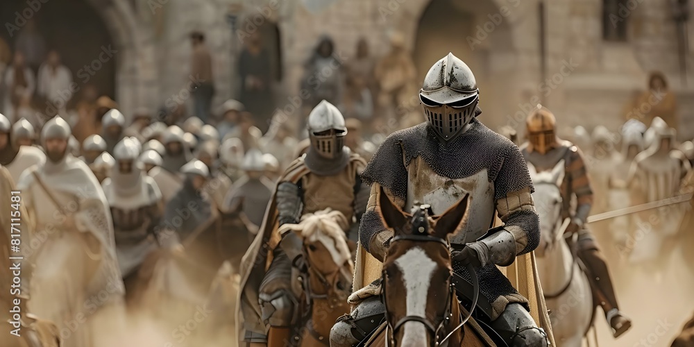 Knight getting ready for jousting match in medieval times. Concept ...